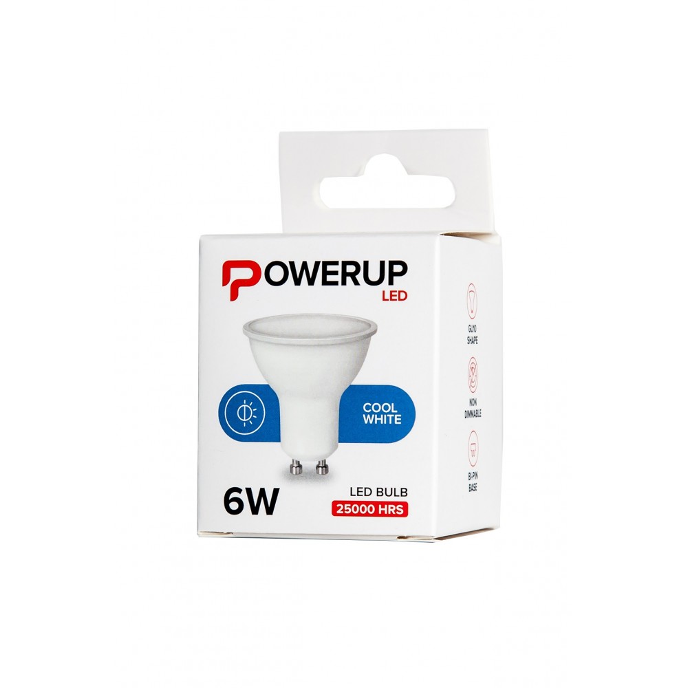 Powerup Led Gu10 6W Cw, - Cashbuild