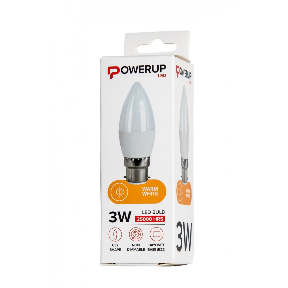 Powerup Led Candle 3W B22 Ww, - Cashbuild