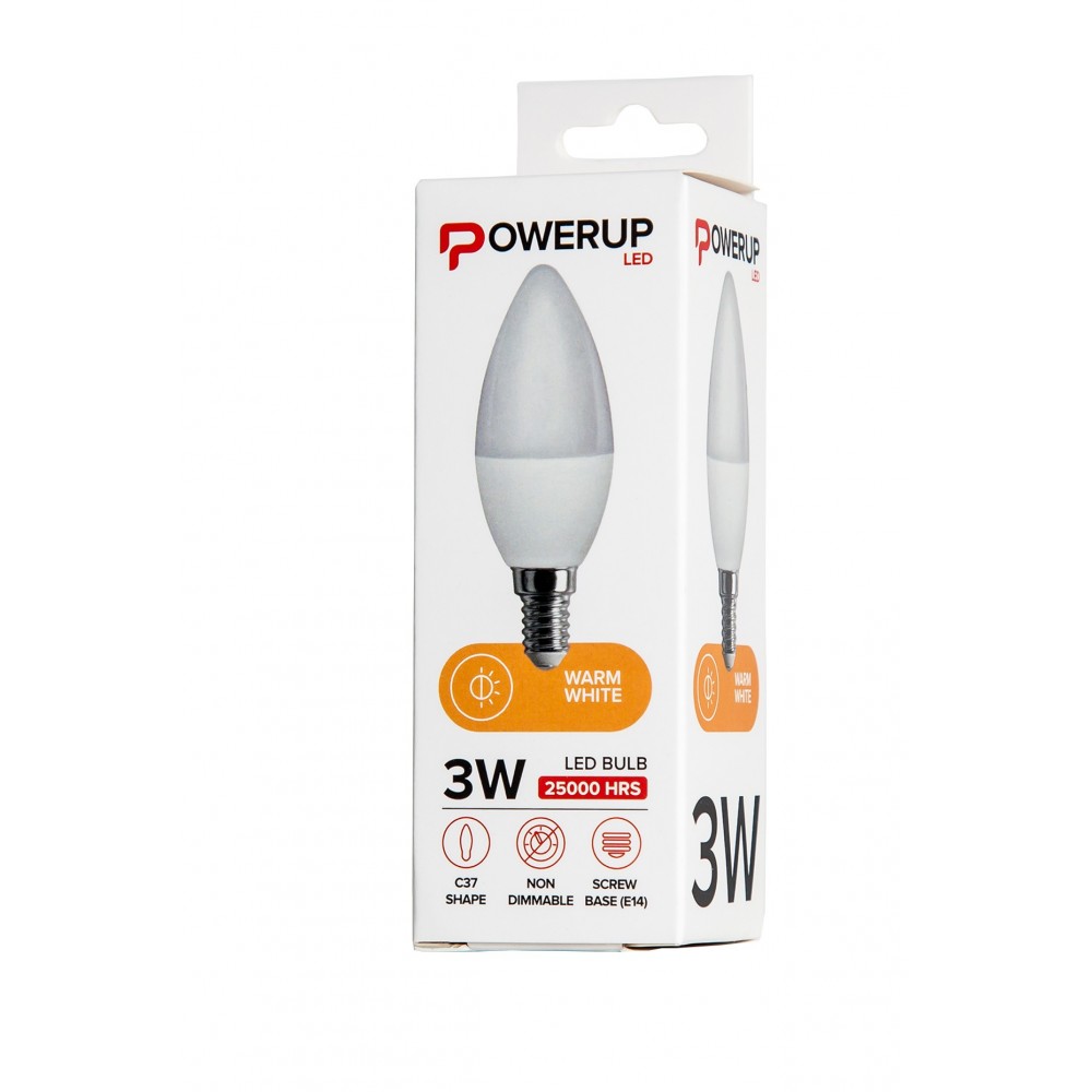 Powerup Led Candle 3W E14 Ww, - Cashbuild