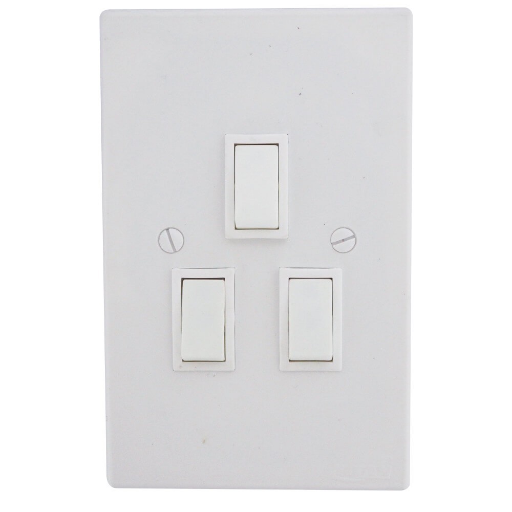 Switch & Cover 3 Lever 50mm X 100mm, - Cashbuild