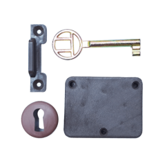 Brown Plastic Lock with Escutcheon & Keys, TROJAN - Cashbuild
