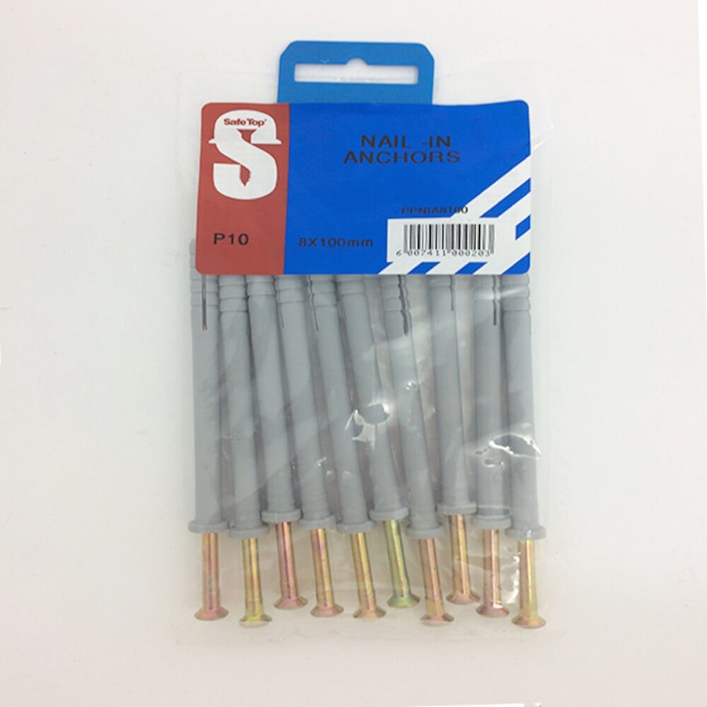 Pre Pack Nail in Anchors 8mm X 100mm Quantity:10, SAFETOP - Cashbuild