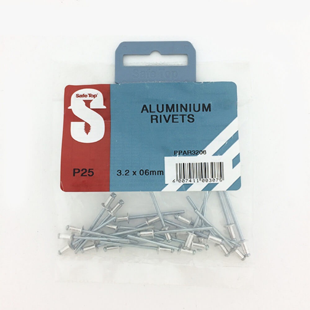 Pre Pack Aluminium Rivets 3.2mm X 6mm Quantity:25, SAFETOP - Cashbuild
