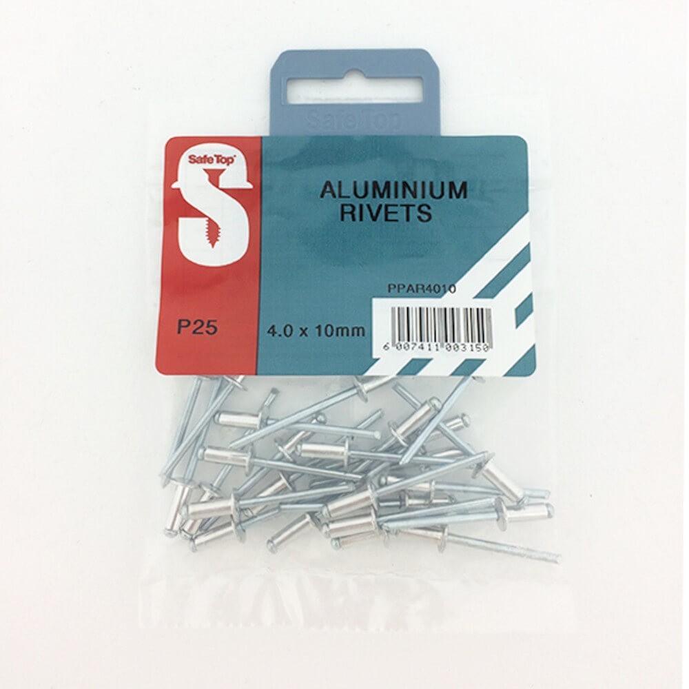Pre Pack Aluminium Rivets 4.0mm X 10mm Quantity:25, SAFETOP - Cashbuild