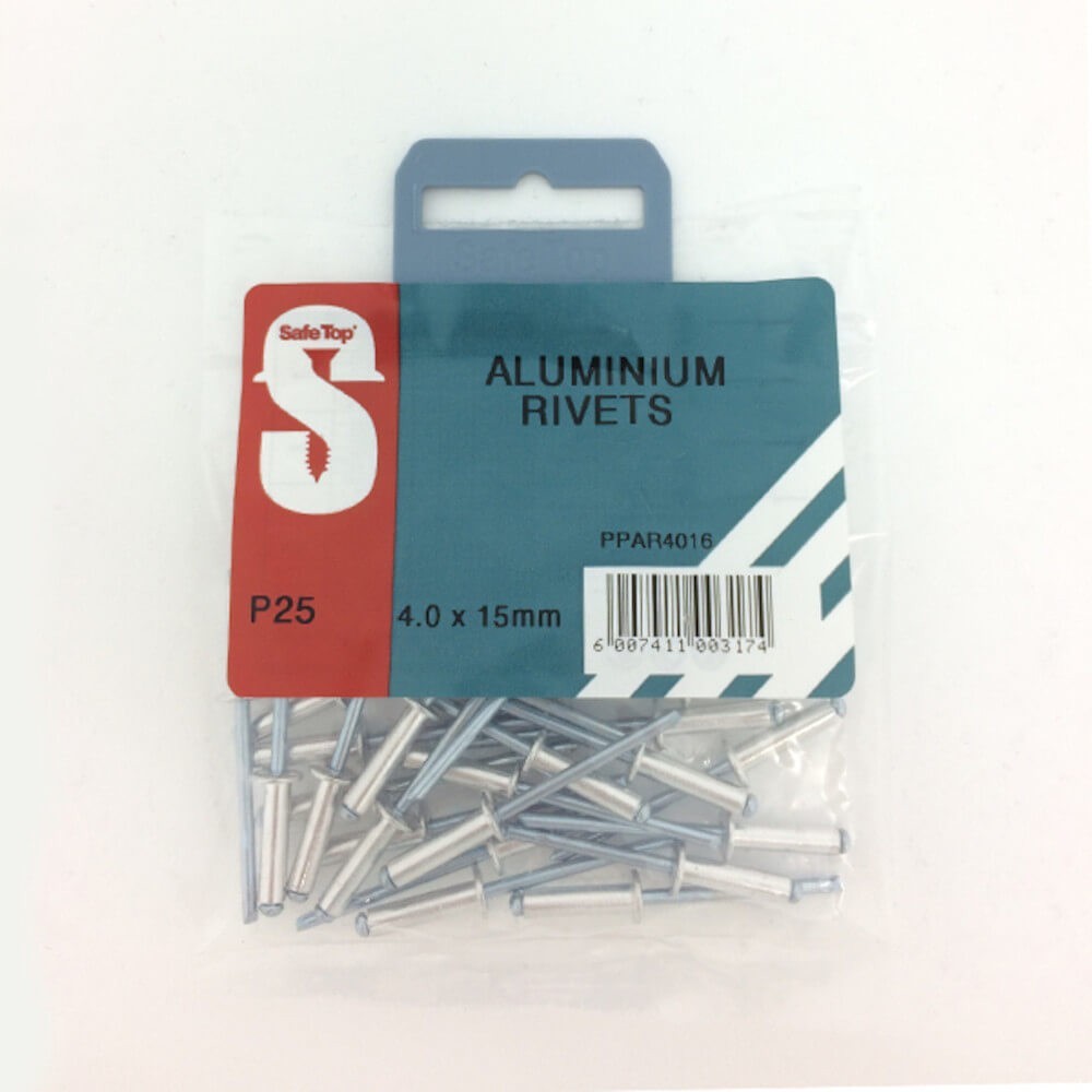 Pre Pack Aluminium Rivets 4.0mm X 15mm Quantity:25, SAFETOP - Cashbuild