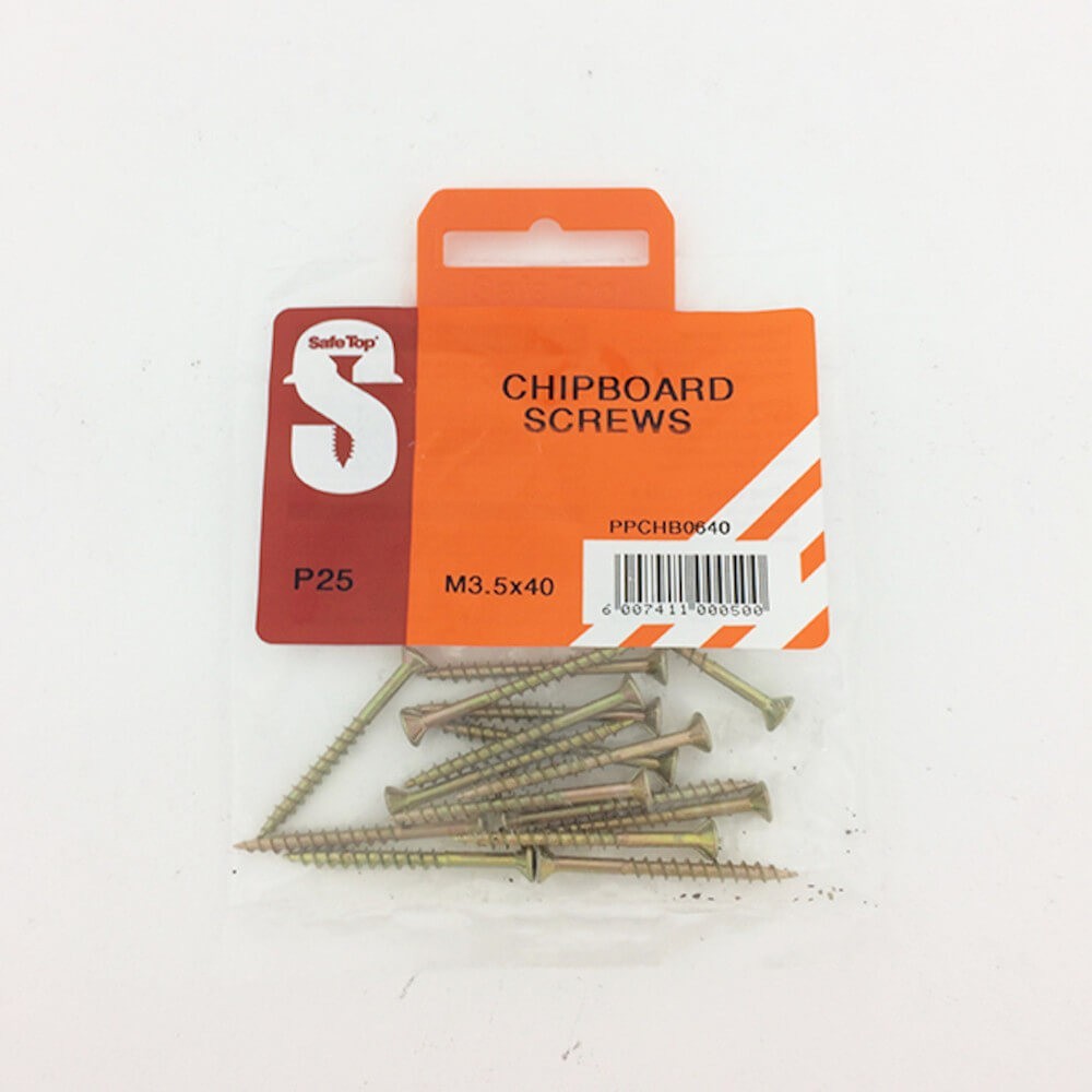 Pre Pack Chipboard Screws M3.5 X 40mm Quantity:25, SAFETOP - Cashbuild