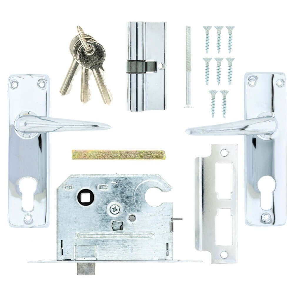 Lock Handle Chrome Plated 70mm Quantity:1, - Cashbuild