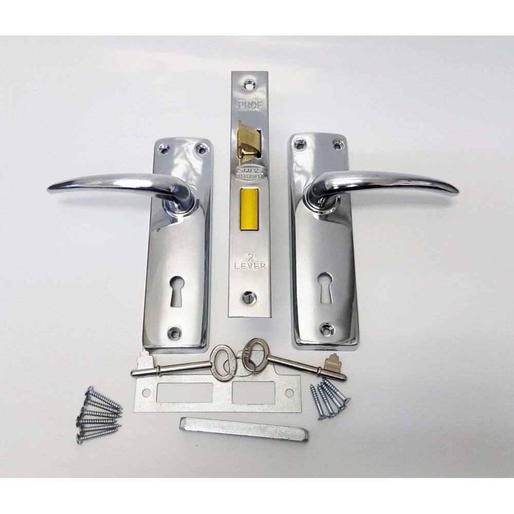 2 Lever Contractor Silver SABS Mortise Lockset, TROJAN - Cashbuild