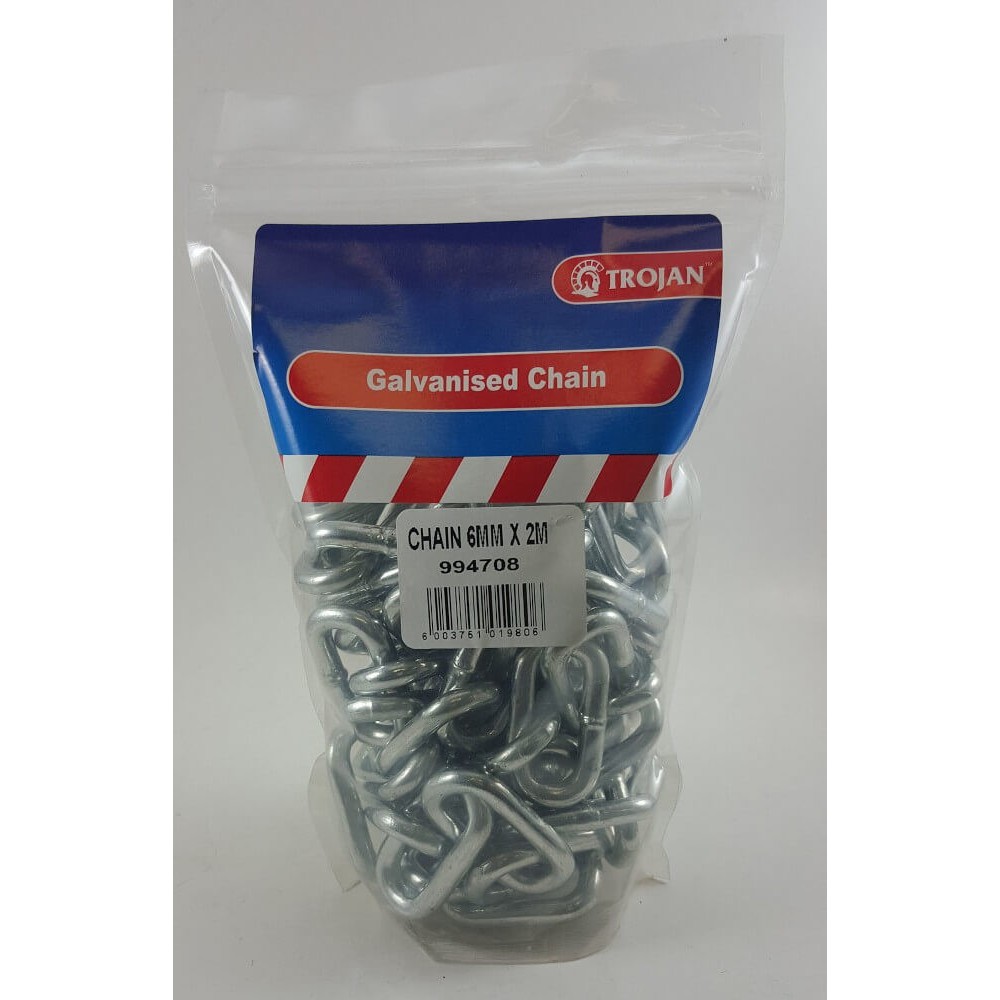Galvanised Chain 6mm X 2m, TROJAN - Cashbuild