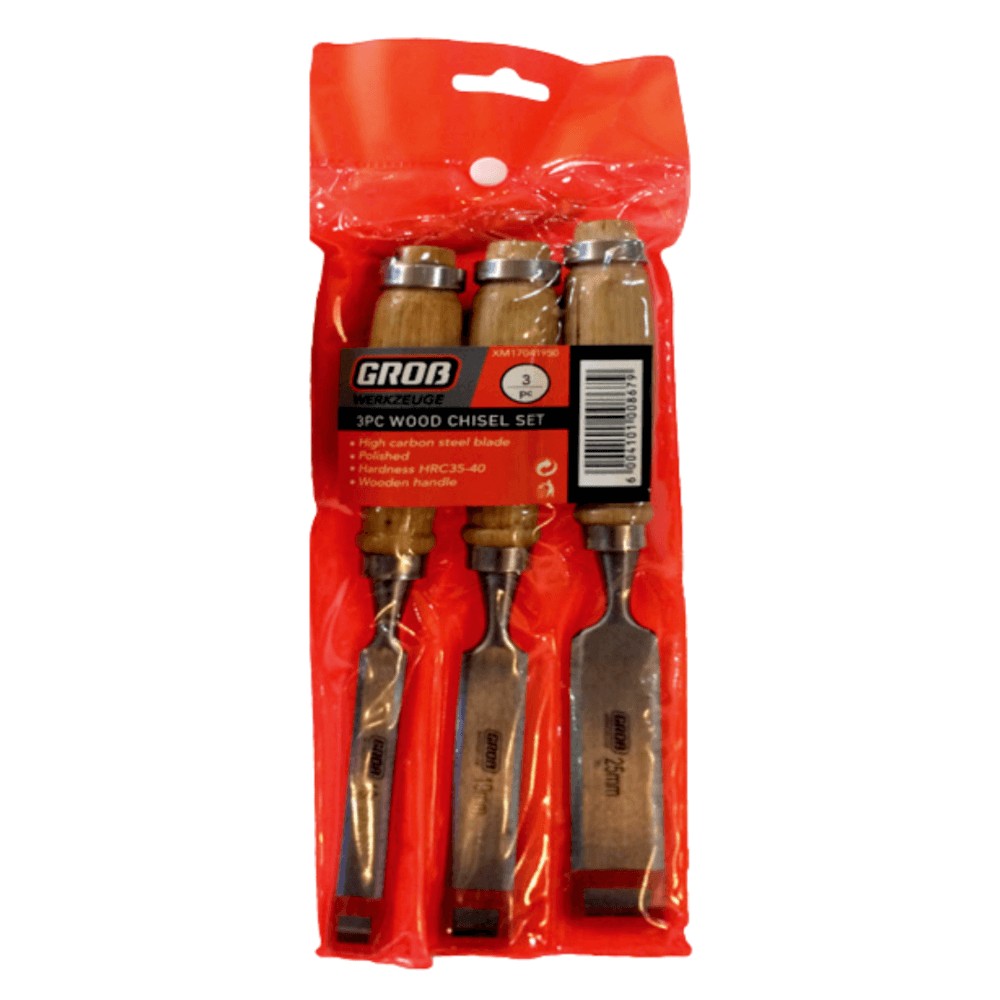 Wood Chisel Set 3 Piece, GROB - Cashbuild
