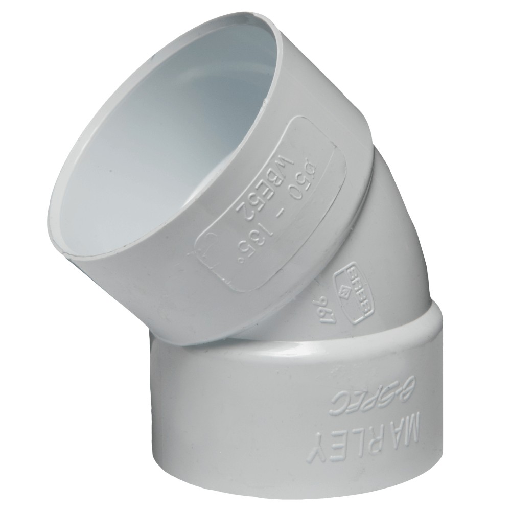 Soil & Vent Bend 50mm X 45 Deg Plain SABS, MARLEY - Cashbuild