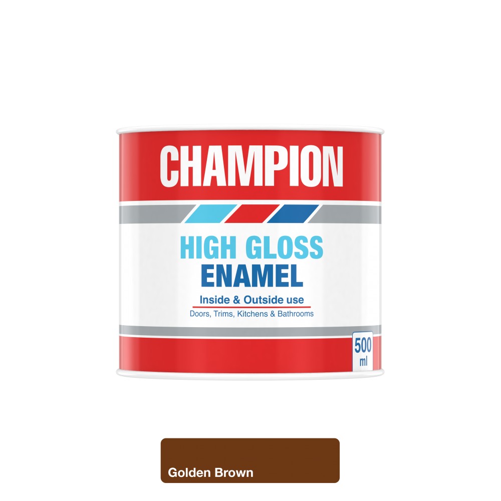 Champion High Gloss Enamel Golden Brown 500ml, CHAMPION - Cashbuild
