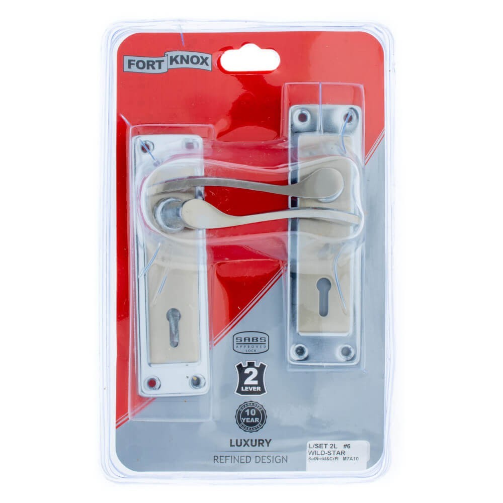 Lock Set - Wild-star 2-lever - Satin Nickle / Chrome Plated 6", FORT ...