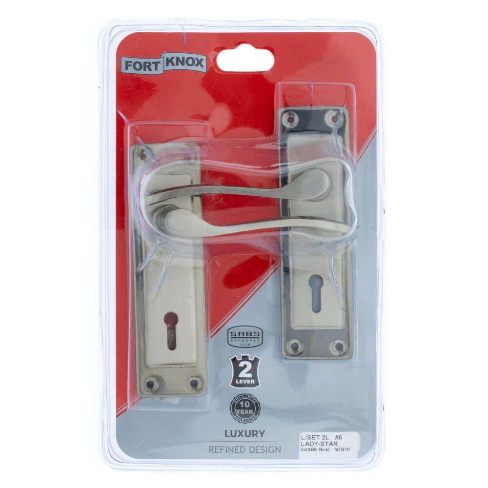 Lock Set - Lady 2-lever - Satin Nickle / Black Nickle 6", FORT KNOX ...