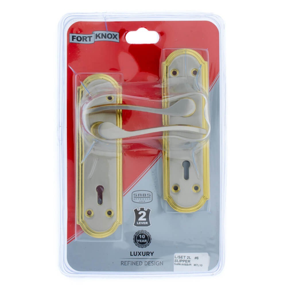 Lock Set - Slipper 2-lever - Satin Nickle / Bronze Plated 6", FORT KNOX ...