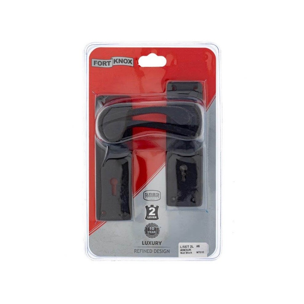 Fort Knox Anouk Matt Black 6" Handles & 2-lever Mortise Lock, FORT KNOX ...