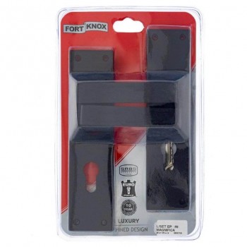 Magnifica -matt Black 8” Handles & Euro Mortise Lock, FORT KNOX - Cashbuild