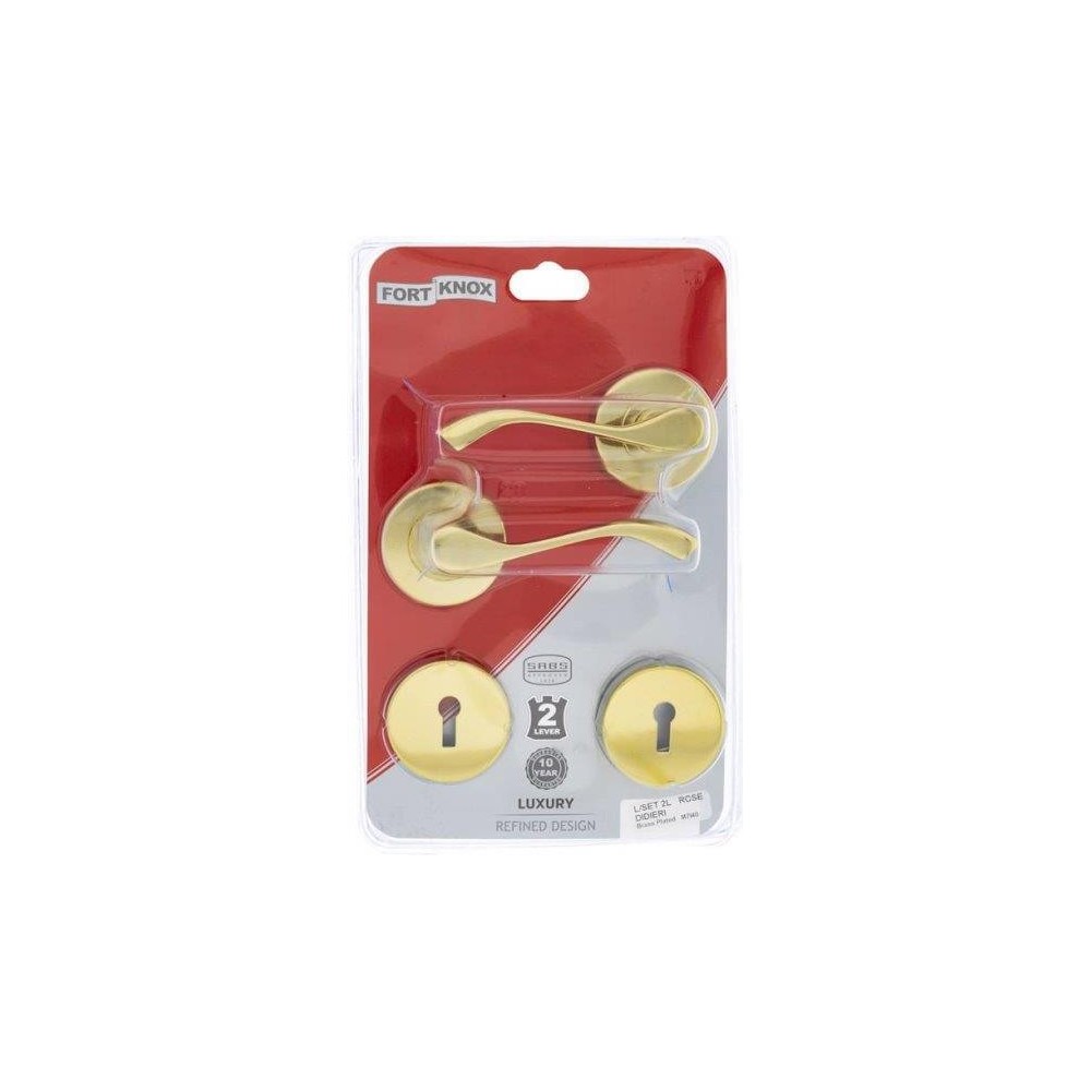 Didieri -brass Plated Rose Handles & 2-lever Mortise Lock, FORT KNOX ...