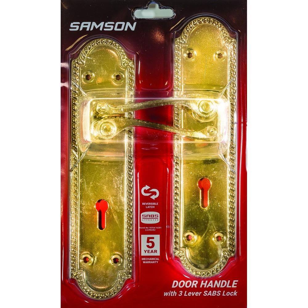 Samson Lock Set Key 3l Sabs Ms Georgian Scroll 8" Brass Plated, SAMSON ...