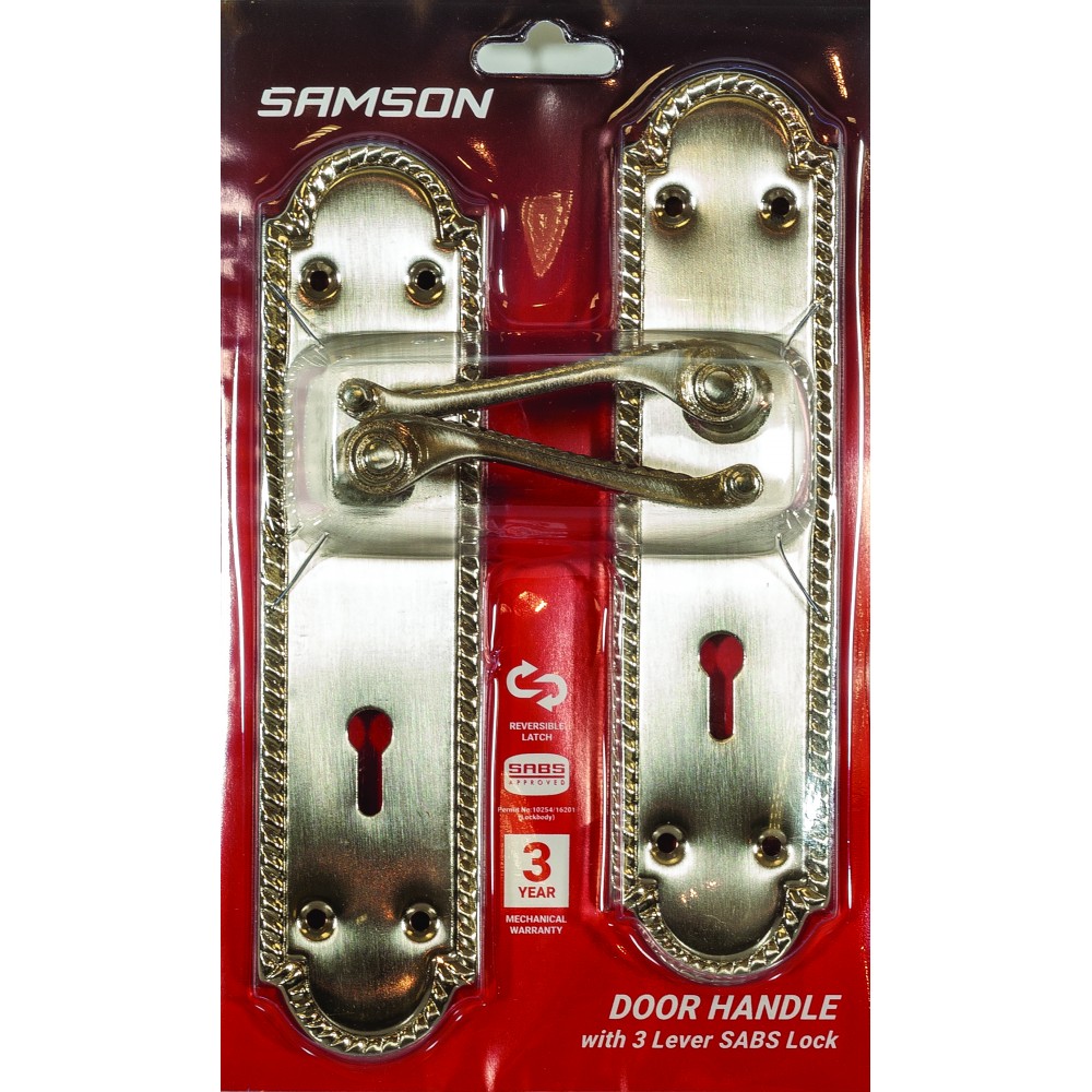 Samson Lock Set Key 3l Sabs Ms Georgian Scroll 8" Satin Nickle, SAMSON ...