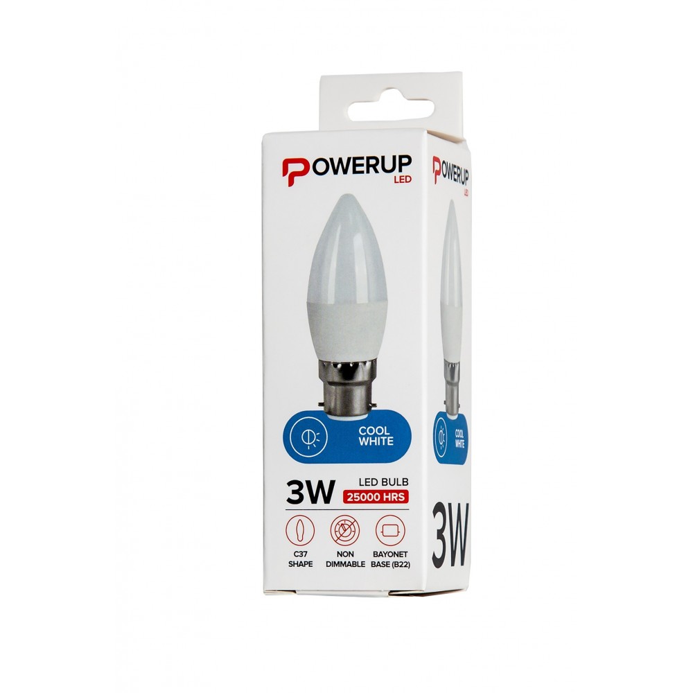 Powerup Led Candle 3W B22 Cw, - Cashbuild