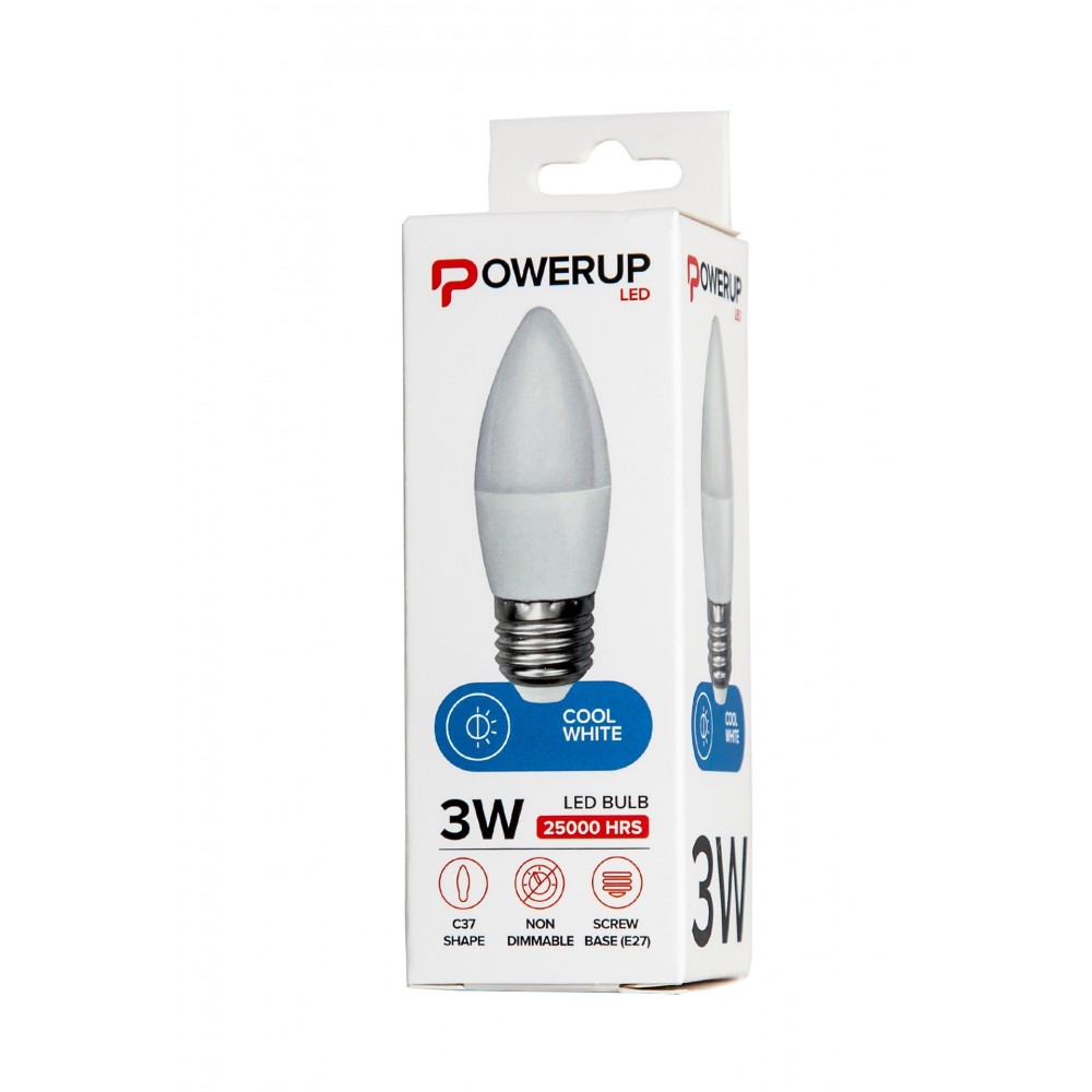 Powerup Led Candle 3W E27 Cw, - Cashbuild
