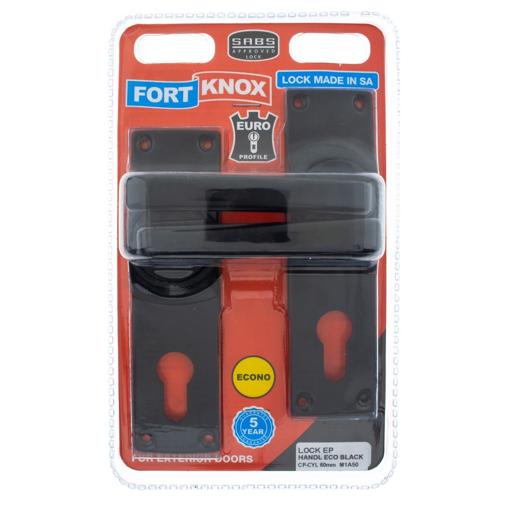 Fort Knox Euro Profile Lock Eco Black Handle, FORT KNOX - Cashbuild