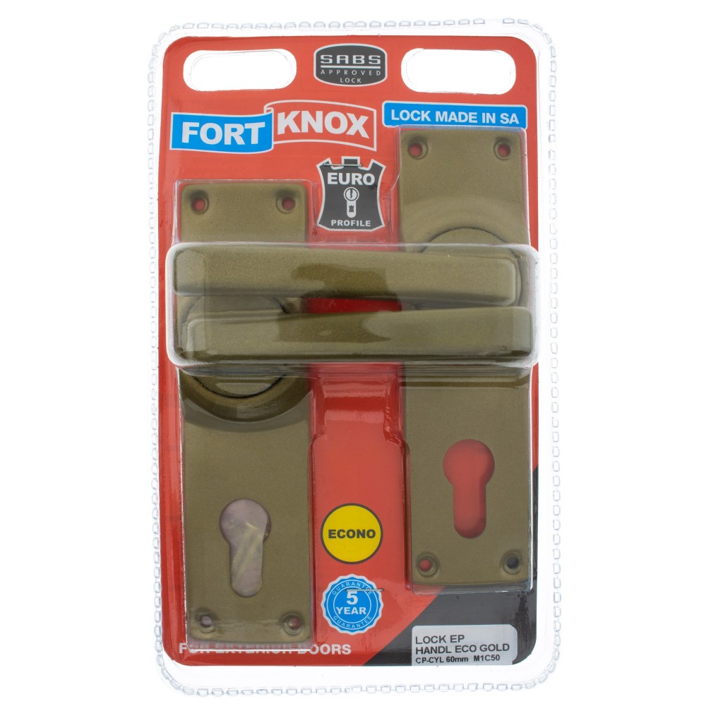 Fort Knox Euro Profile Lock Eco Gold Handle, FORT KNOX - Cashbuild
