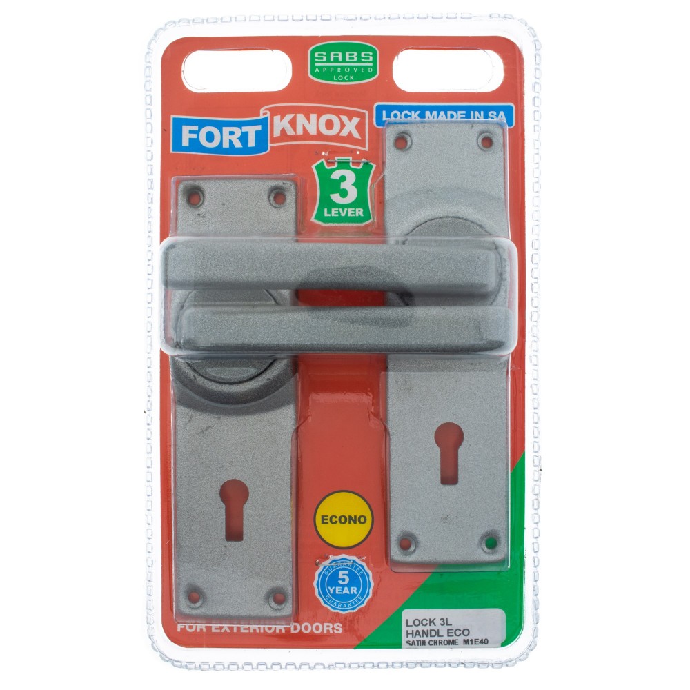 Fort Knox 3 Lever Lock Eco Satin Chrome Handle, FORT KNOX - Cashbuild