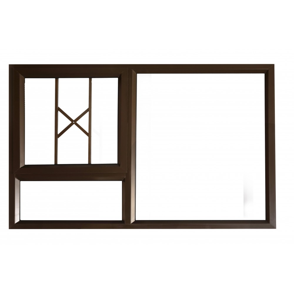 Window Frame Aluminium Pt159 Bronze With Buglar Bars With Clear Float ...