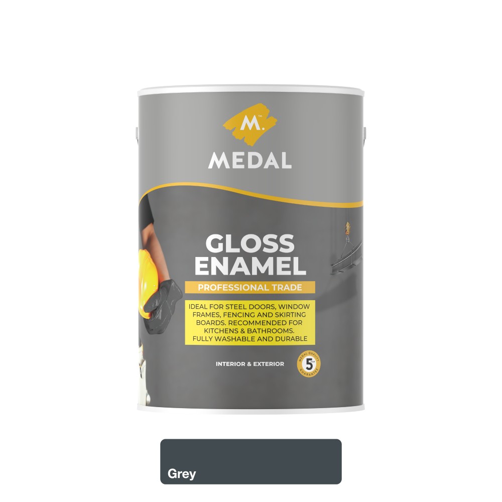 Medal Prof Trade Gloss Enamel Grey 5L, - Cashbuild