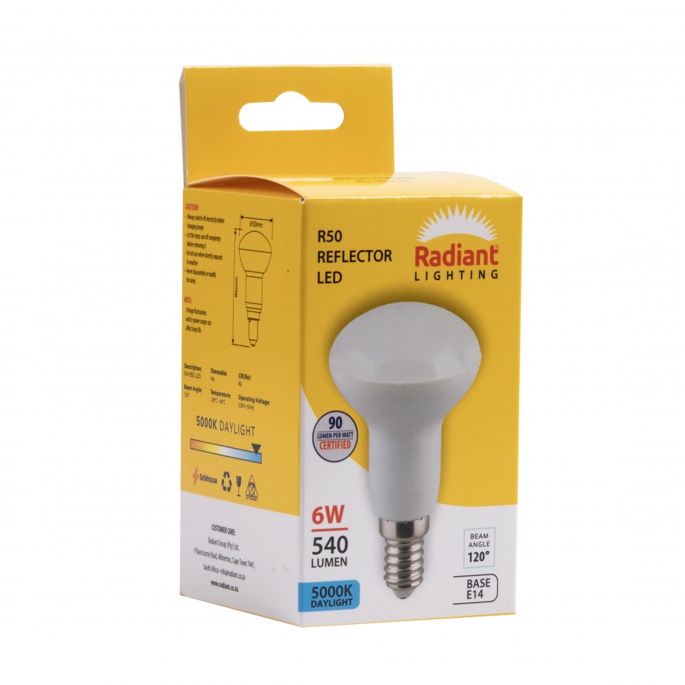 Globe Led Refl R50 6W Ses Rad, RADIANT - Cashbuild
