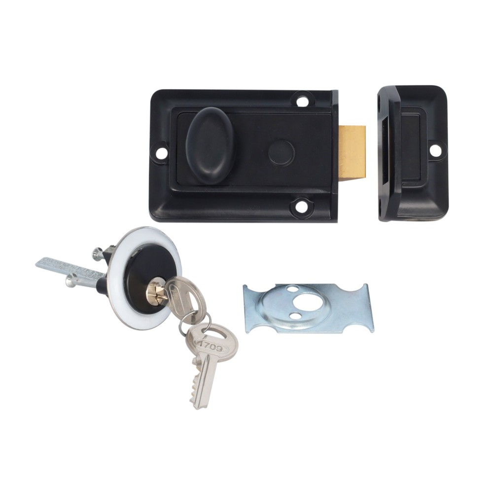 Night Latch Matt Black, TROJAN - Cashbuild